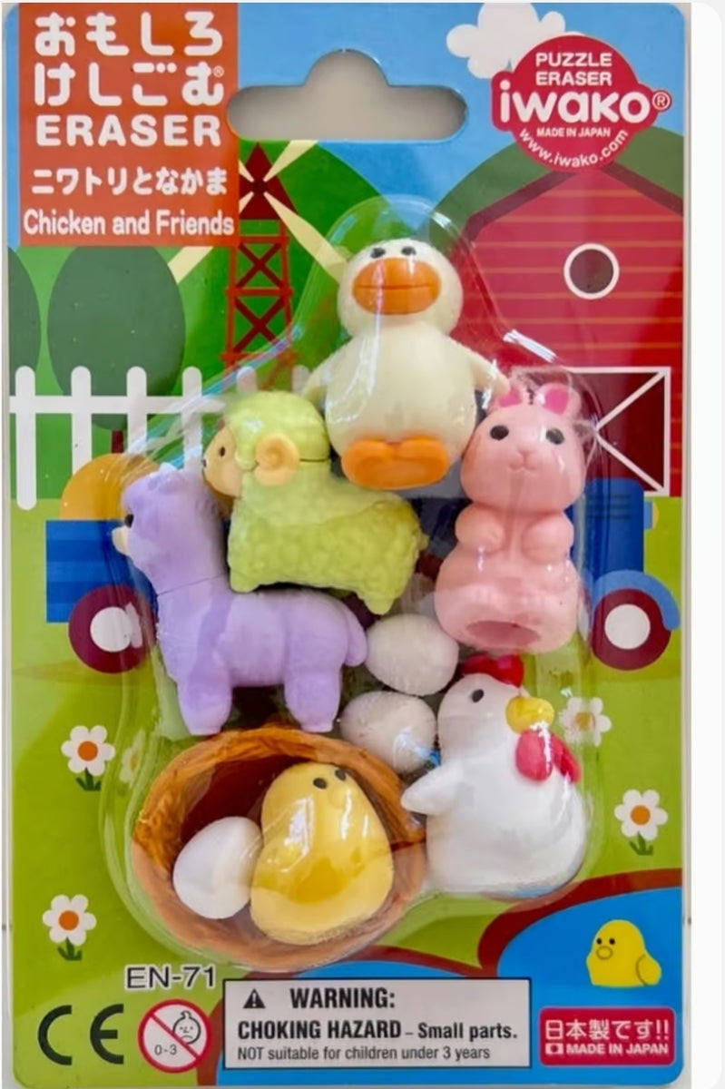 Iwako Chicken and friends erasers – lottiandwren